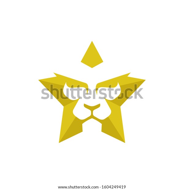 Star Negative Space Lion Head Gold Stock Vector (Royalty Free ...