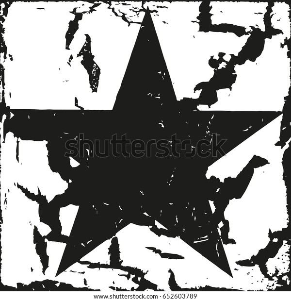 Star On Cracked Background Black White Stock Vector (Royalty Free ...
