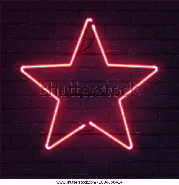 Star Pink Neon Sign Vector Realistic Stock Vector (Royalty Free ...