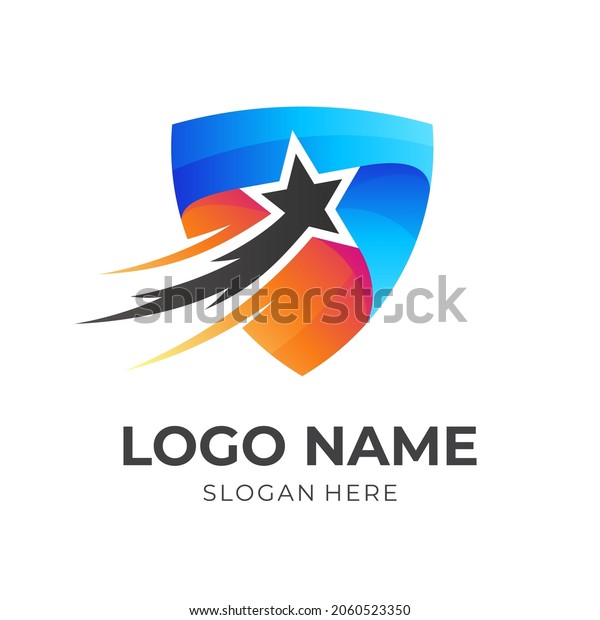Star Protect Logo Template Star Shield Stock Vector (Royalty Free ...