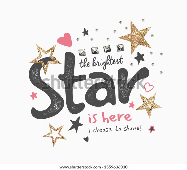 Star Slogan Silver Rivets Star Glitters Stock Vector (Royalty Free ...