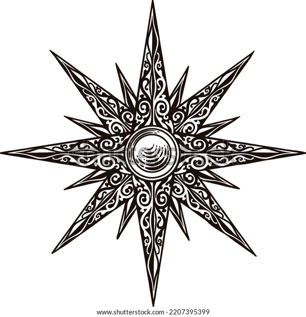 Star Sun Compass Rose Original Illustration Stock Vector (Royalty Free ...