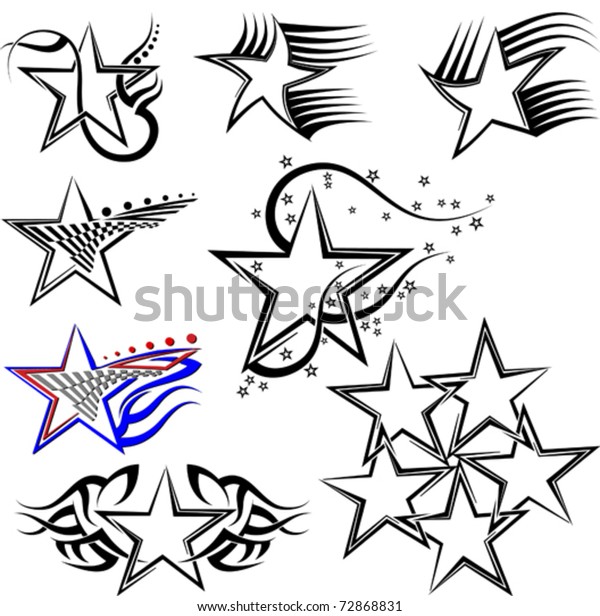 Star Tattoo Set Stock Vector (Royalty Free) 72868831
