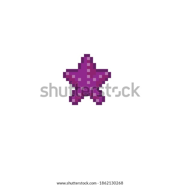 Starfish pixel art. Vector picture.