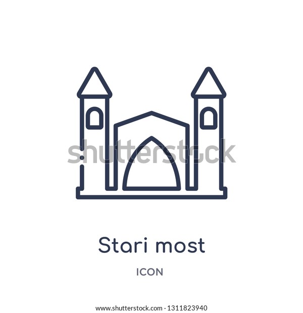 Stari Most Icon Monuments Outline Collection: vector de stock (libre de ...