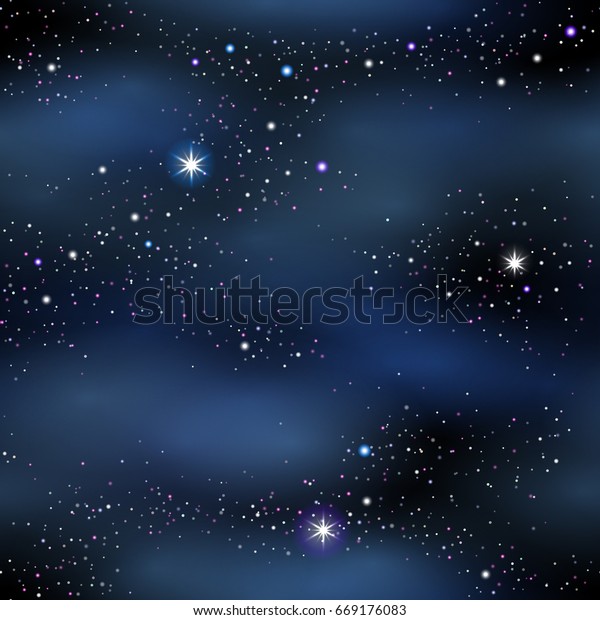 Starry Cloudy Night Space Seamless Background Stock Vector (Royalty ...