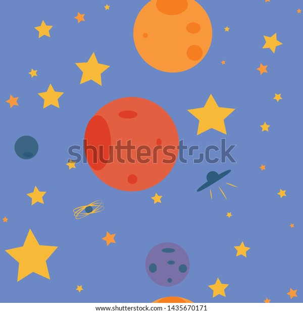Starry Sky Pattern Wallpaper Kids Space Stock Vector (Royalty Free ...