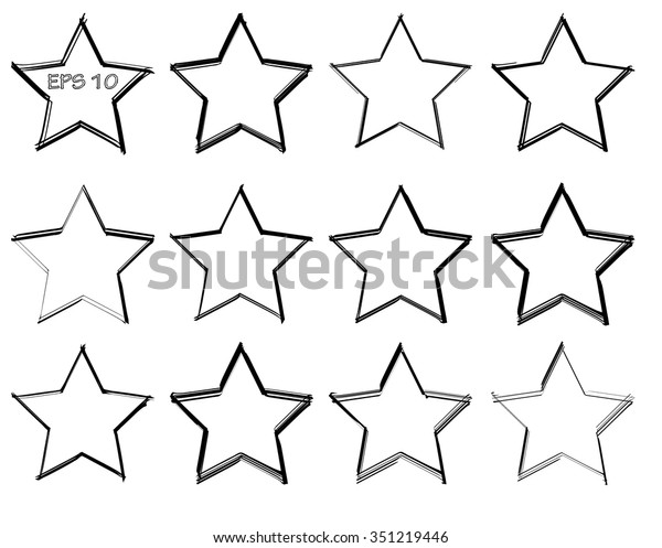 Stars Drawn Brush Stock Vector (Royalty Free) 351219446