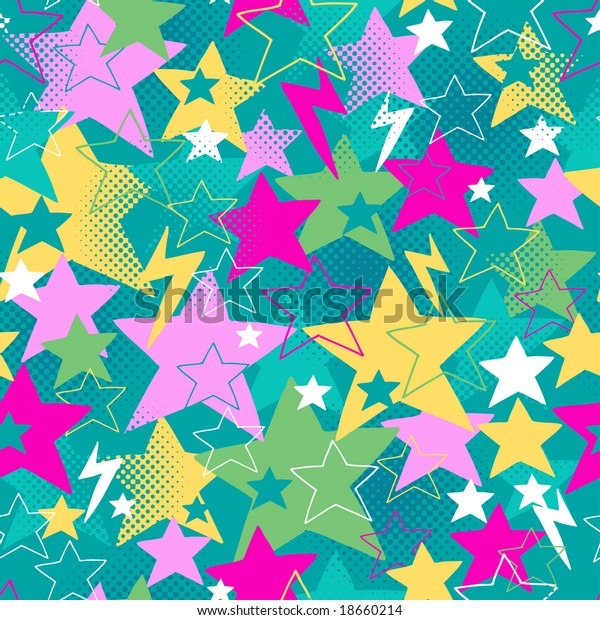 Stars Lightning Bolts Seamless Repeat Pattern Stock Vector (Royalty ...