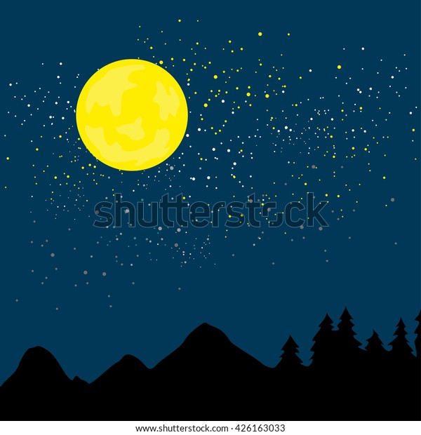 Stars Moon Night Sky Vector: vector de stock (libre de regalías ...