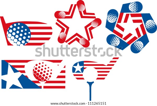 Stars Stripes Golf Logos Stock Vector (Royalty Free) 111265151 ...