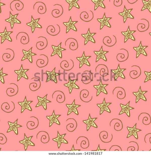 Stars Swirls Seamless Pattern Vector Background Stock Vector (Royalty ...