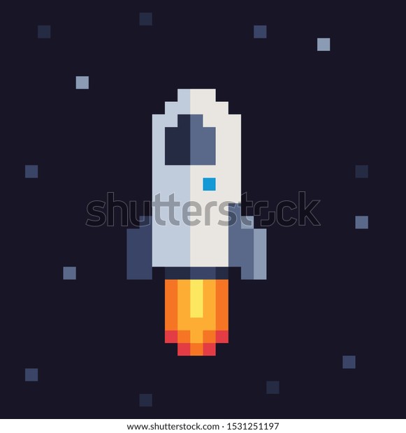 Starship in space pixel art vector illustration, spaceship, design for ...
