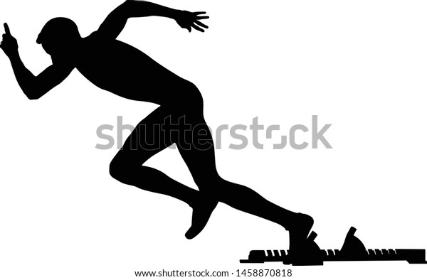 Start Athlete Runner Starting Blocks Black: vector de stock (libre de ...