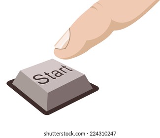 Start Button Index Finger Keyboard Button Stock Vector (Royalty Free ...