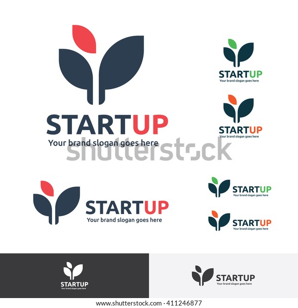 Start Up Công ty Logo, New Born Plant Symbol.
