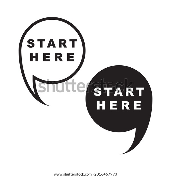 Start Here Icon Black Isolated On Stock Vector (Royalty Free ...