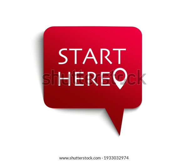 Start Here Sign Paper Origami Vector Stock Vector (Royalty Free ...