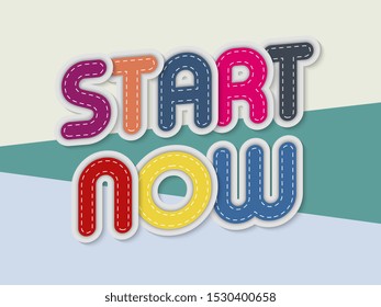 Start Now Letters Banner Border Stitches Stock Vector (Royalty Free ...