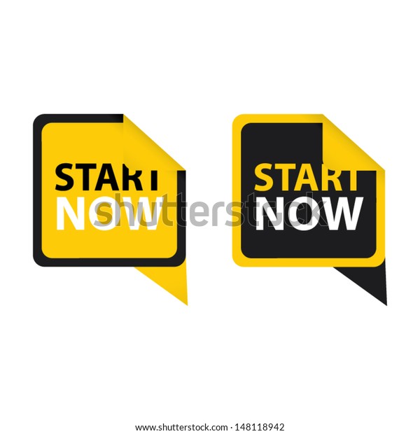 Start Now Stickers Set Vector Stock Vector (Royalty Free) 148118942 ...