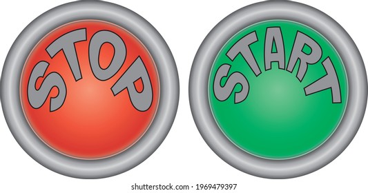 Start Stop Buttons Green Red Stock Vector (Royalty Free) 1969479397