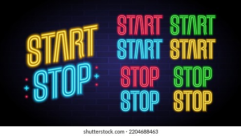 Start Stop Letter Neon Light Glowing Stock Vector (Royalty Free ...