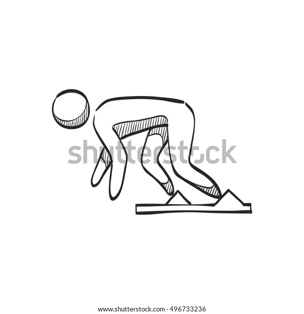 Starting Block Icon Doodle Sketch Lines Stock Vector (Royalty Free ...