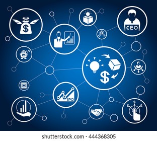 Startup Business Concept Blue Background Stock Vector (Royalty Free ...