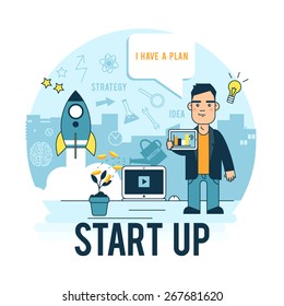 Startup Idea Illustration Stock Vector (Royalty Free) 267681620 ...