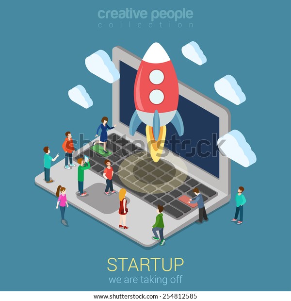 Startup Launching Process Flat 3d Web Stock Vector (Royalty Free) 254812585 Startup Launching Process Flat 3d Web Stock Vector (Royalty Free) 254812585