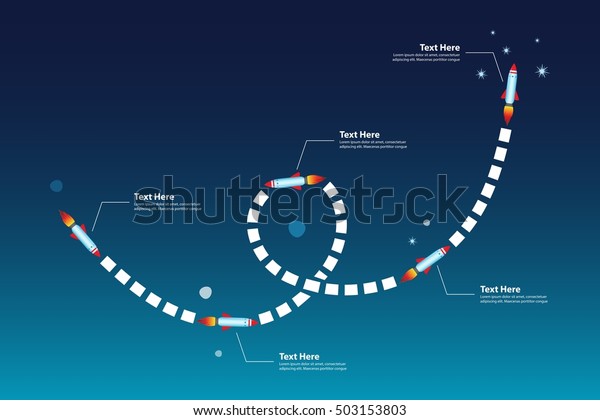Startup Route Success Rocket Ballistics Path Stock Vector (Royalty Free ...