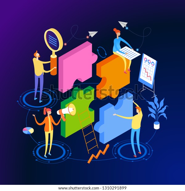 Startup Team People Interact Each Other Stock Vector (Royalty Free ...