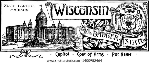 State Banner Wisconsin Badger State This Stock Vector (Royalty Free ...