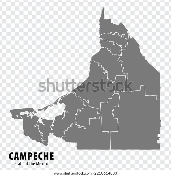 State Campeche Mexico Map On Transparent Stock Vector (Royalty Free ...