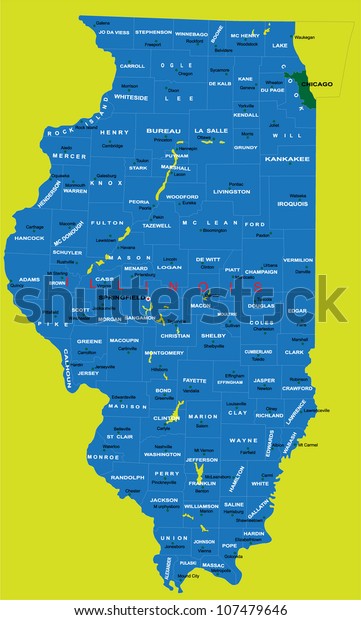 State Illinois Political Map Stock Vector (Royalty Free) 107479646 ...