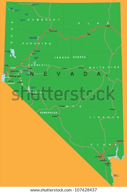 State Nevada Political Map Stock Vector (Royalty Free) 107628437