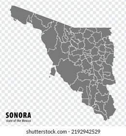 State Sonora Mexico Map On Transparent Stock Vector (Royalty Free ...