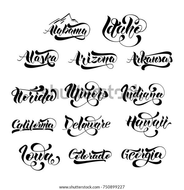 State Usa Hand Lettering Element Isolated Stock Vector (Royalty Free ...