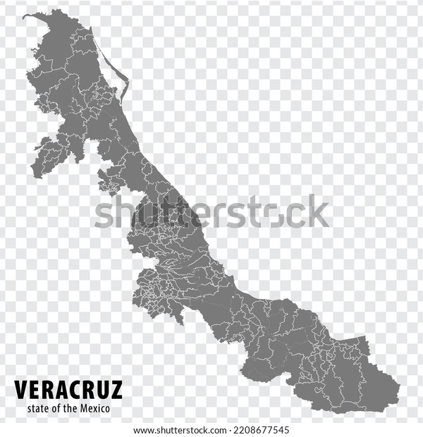 State Veracruz Mexico Map On Transparent Stock Vector (Royalty Free ...