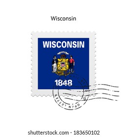 State Wisconsin Flag Postage Stamp On Stock Vector (Royalty Free ...
