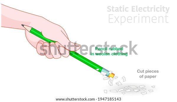 Static Electricity Experiment Green Pencil Held Stock Vector (Royalty ...