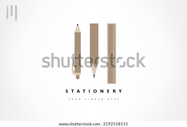 Stationery Logo Vector Ruler Pen Pencil Stock Vector (Royalty Free ...