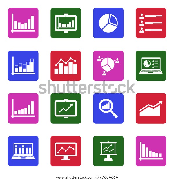 Statistic Icons White Flat Design Square Stock Vector (Royalty Free ...