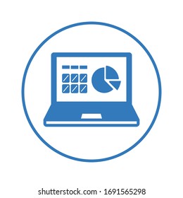Statistics Blue Icon Analytics Charts Diagram Stock Vector (Royalty ...