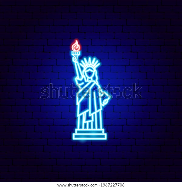 Statue Liberty Neon Sign Vector Illustration Stock Vector (Royalty Free ...
