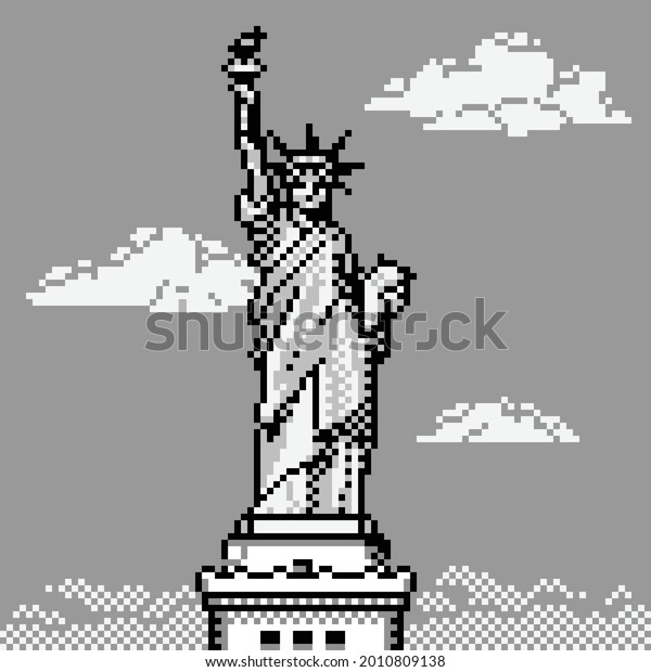 Statue Liberty Pixel Art Illustration Black Stock Vector (Royalty Free ...
