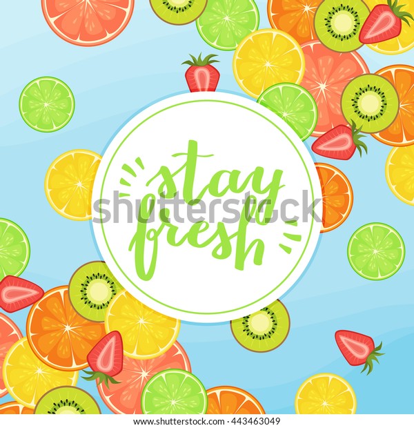 Stay Fresh Vector Background Illustration Citrus 스톡 벡터(로열티 프리 ...