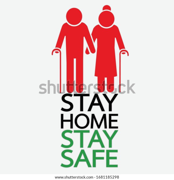 Stay Home Stay Safe Quote Vector Stock Vector (Royalty Free) 1681185298