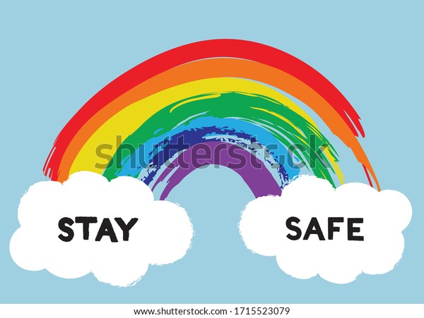 Stay Safe Rainbow Clouds Coronavirus Stock Vector (Royalty Free ...