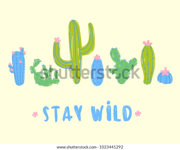 Stay Wild Postcard Design Set Different Stock Vector (Royalty Free ...